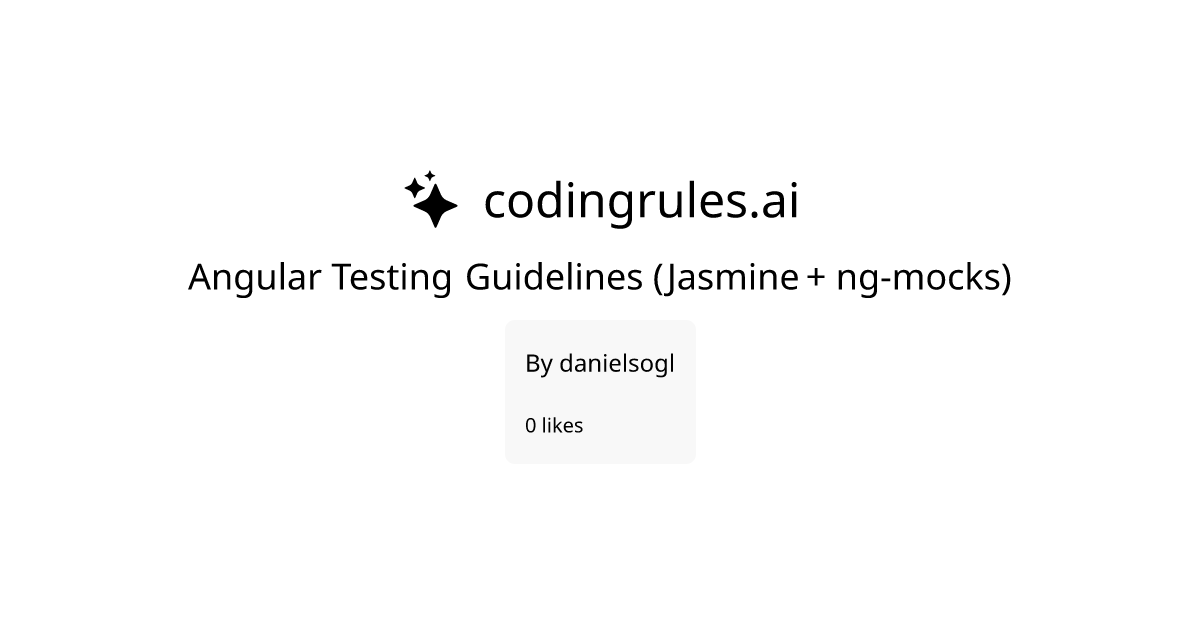 Angular Testing Guidelines Jasmine Ng Mocks Coding Rules