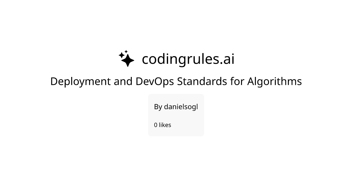Deployment And Devops Standards For Algorithms Coding Rules