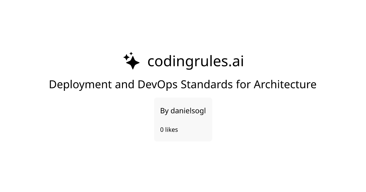 Deployment And Devops Standards For Architecture Coding Rules