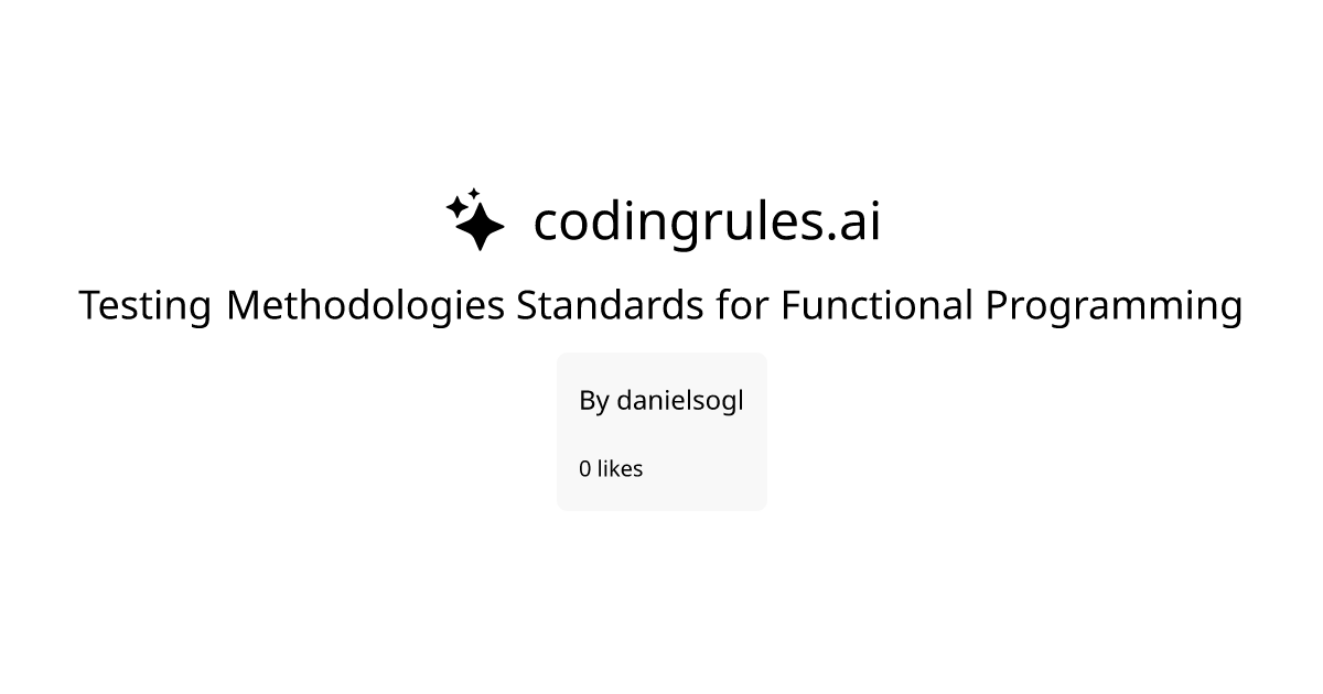 Testing Methodologies Standards For Functional Programming Coding 7245