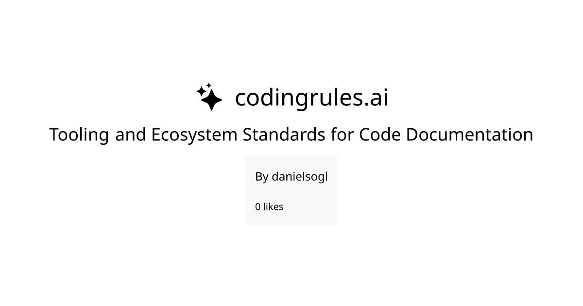 Tooling And Ecosystem Standards For Code Documentation Coding Rules 1160